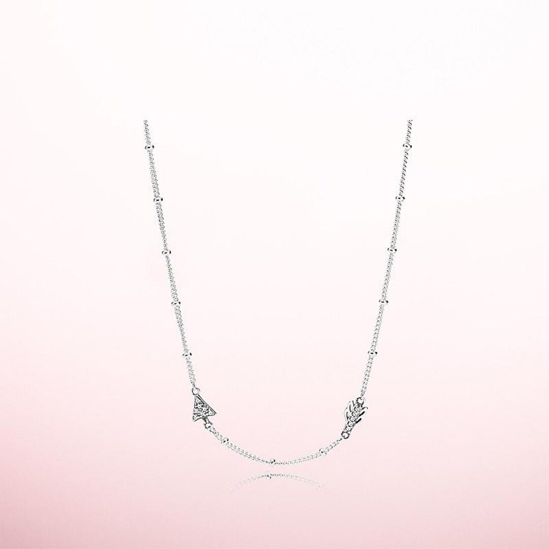 Pandora Sterling Silver Sparkling Arrow Cz Necklace - Etsy