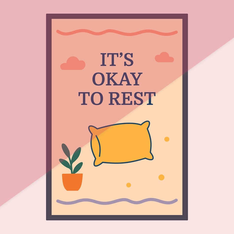 Mental Health Print: It's Okay to Rest | Trendy Affirmation Poster ...