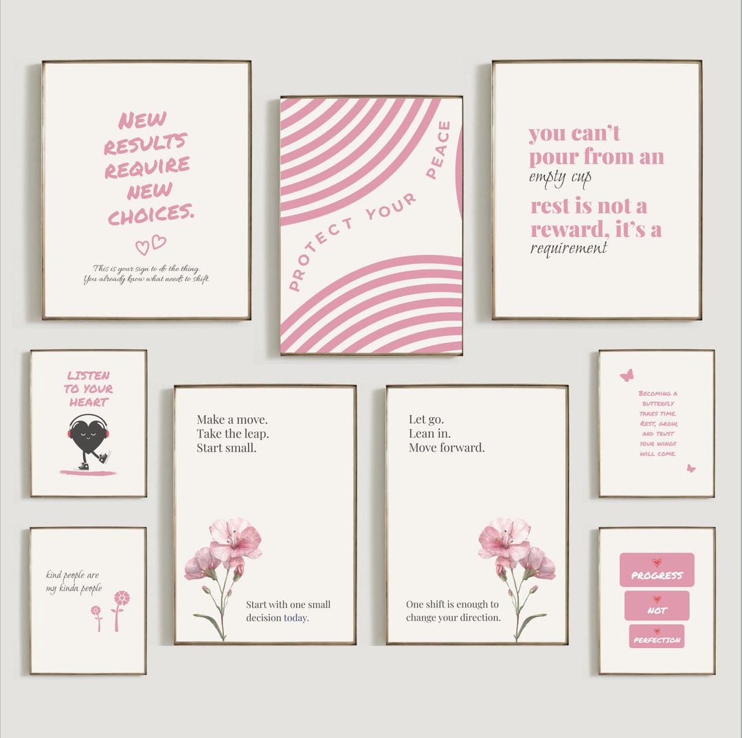 Inspirational Wall Art Prints Set of 9: Trendy Dorm Decor (digital ...