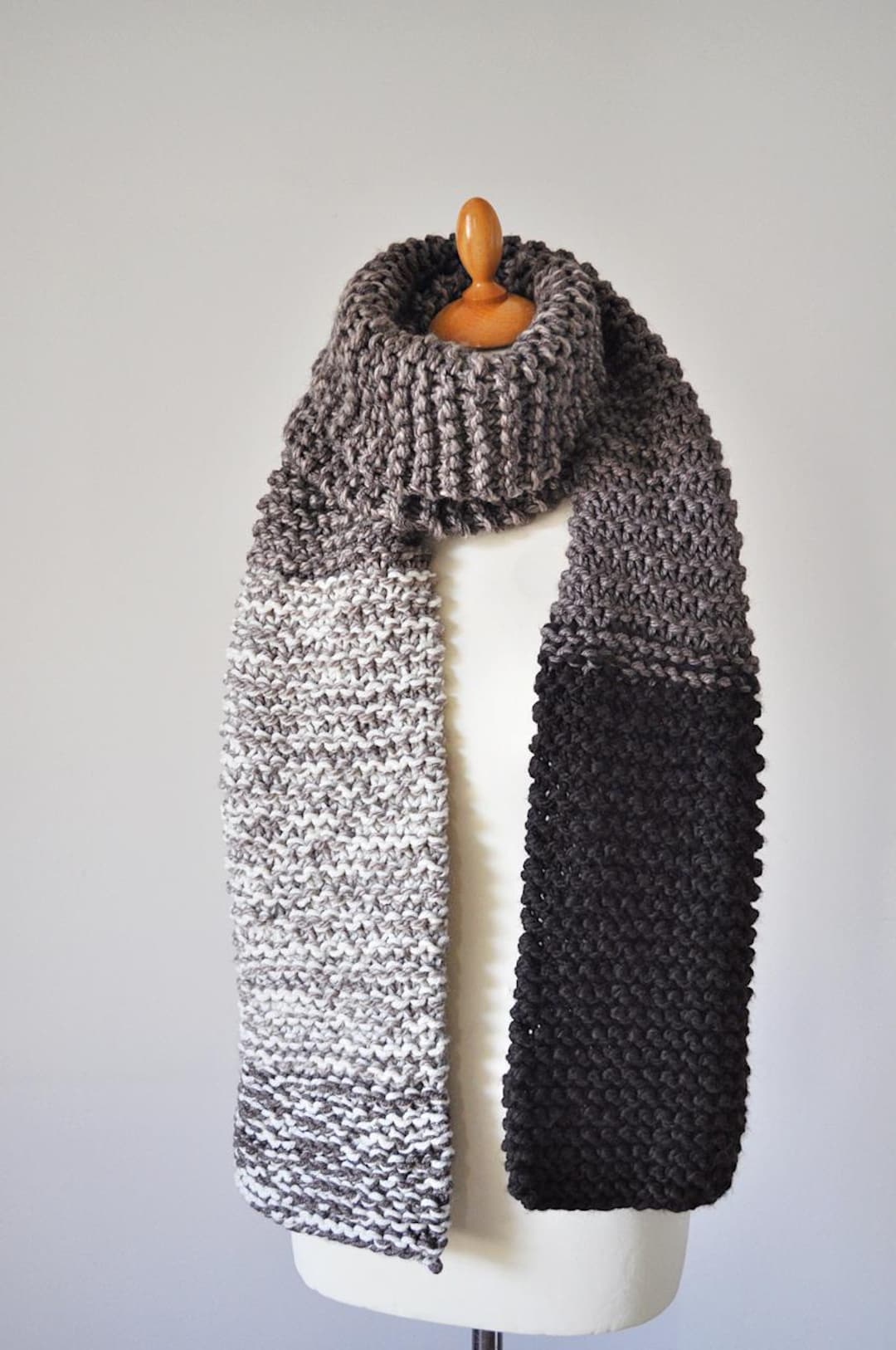Long Knit Wool Scarf, Thick Dark Brown Scarf, Colored Wool Scarf, Gift ...