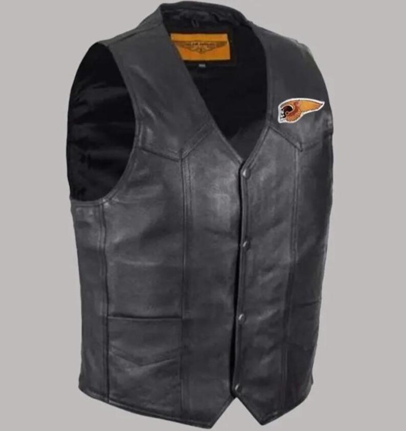 Handmade Hells Angels Biker Leather Vest Genuine Cowhide Leather Vest ...
