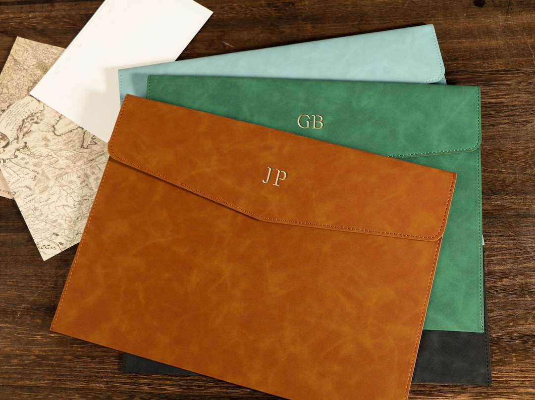 Personalized A4 Leather File Folder, Custom Initials/name Travel ...