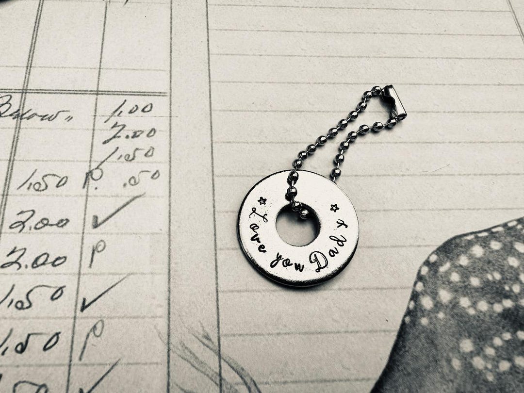 Hand Stamped 'love You Dad' Token Charm - Keychain Zipper Pull - Etsy