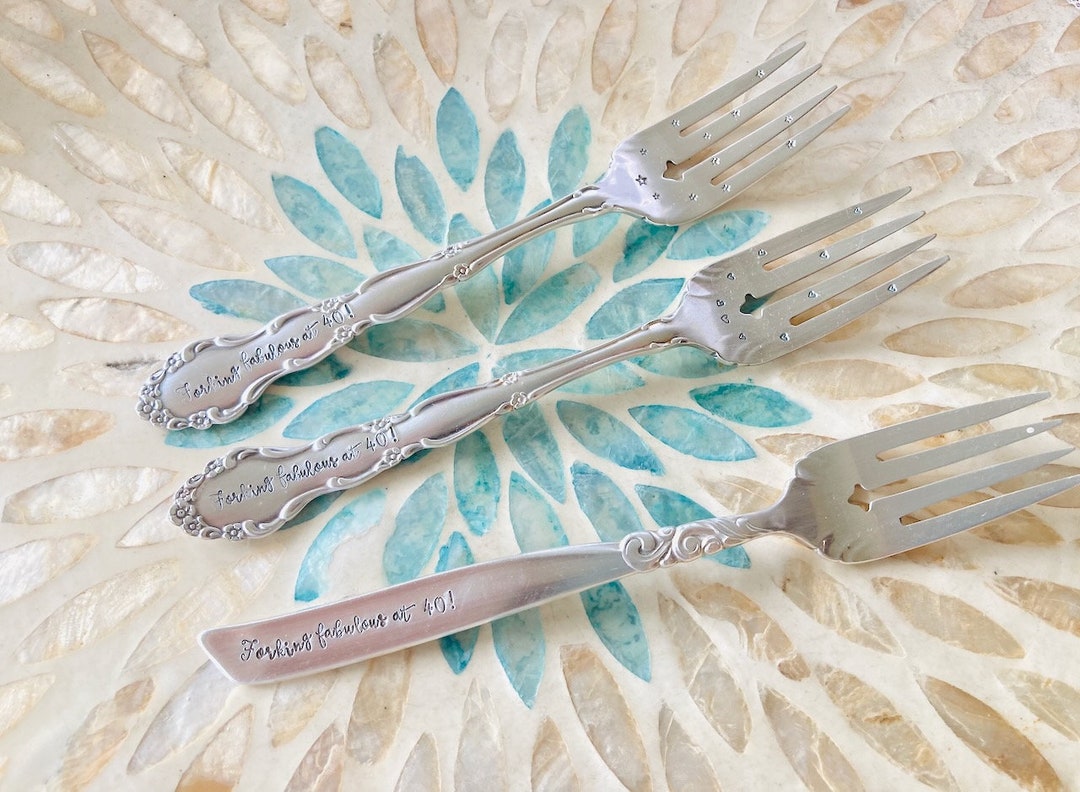 Vintage Stamped Fork - Fabulous at 40!, Hand Stamped, Gift for Her ...