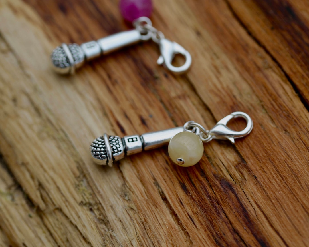 Clip on Charm - Microphone With Aragonite Drop Detail by Twinkle ...