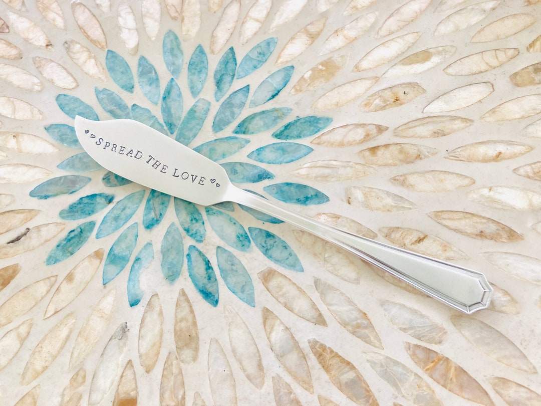 Vintage Stamped Knife - Spread the Love, Hand Stamped, Silver Plated ...