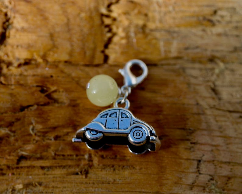 Clip on charm VW Beetle with Aragonite drop detail by | Etsy