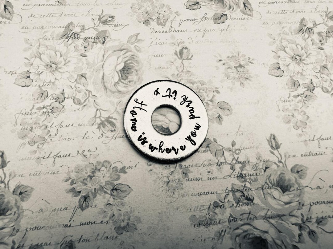 Stamped Token Charm - Home is Where You Park It X, Hand Stamped ...