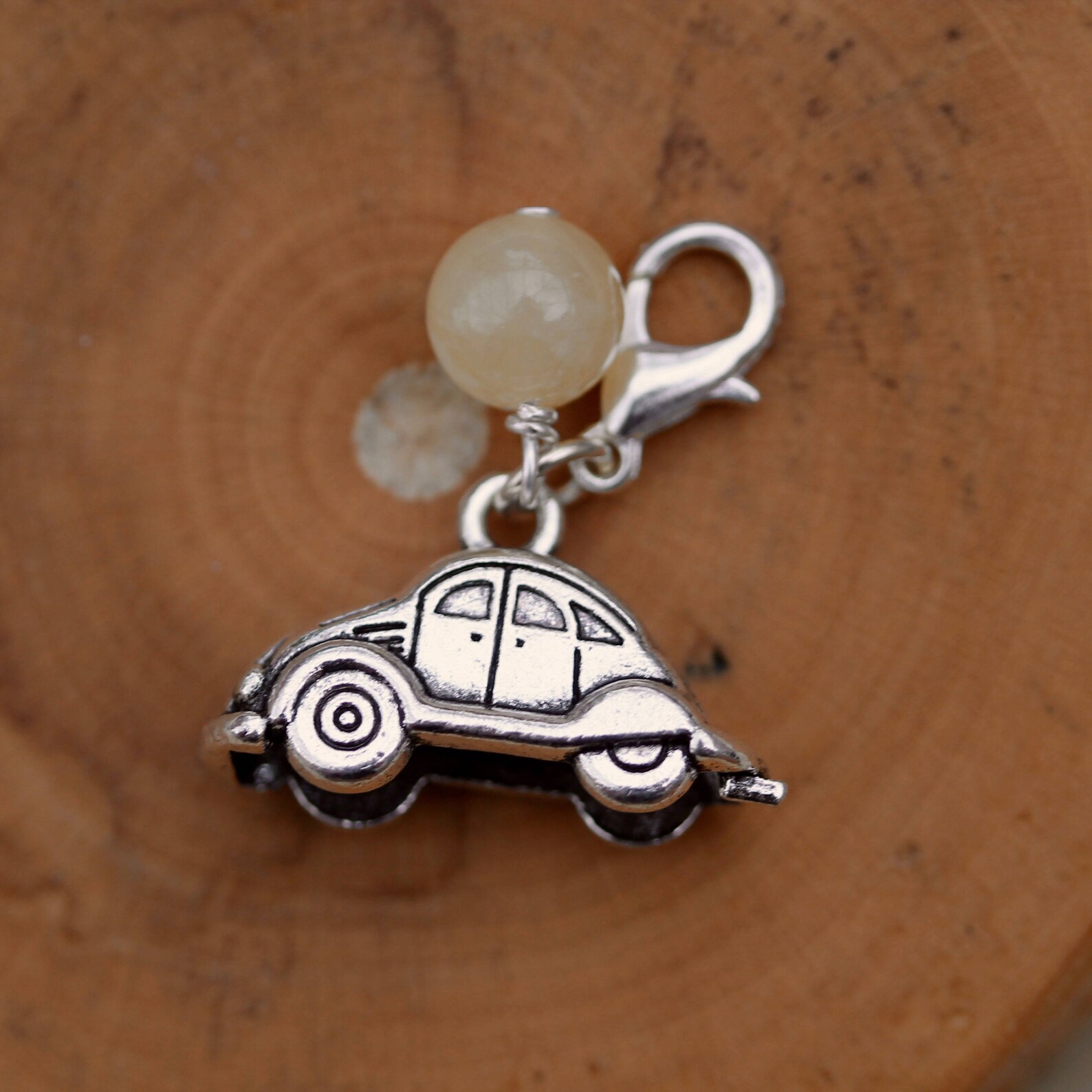 Clip on Charm VW Beetle With Aragonite Drop Detail by - Etsy