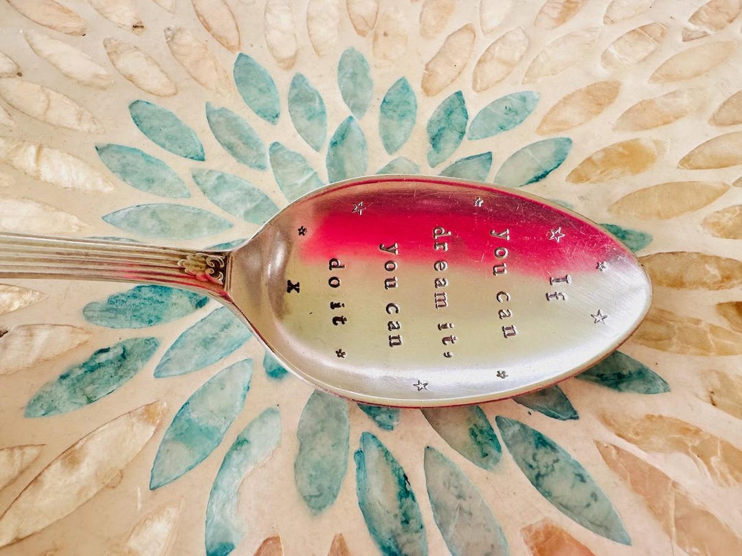 Hand Stamped Vintage Silver Plated Spoon: Motivational Gift - Etsy
