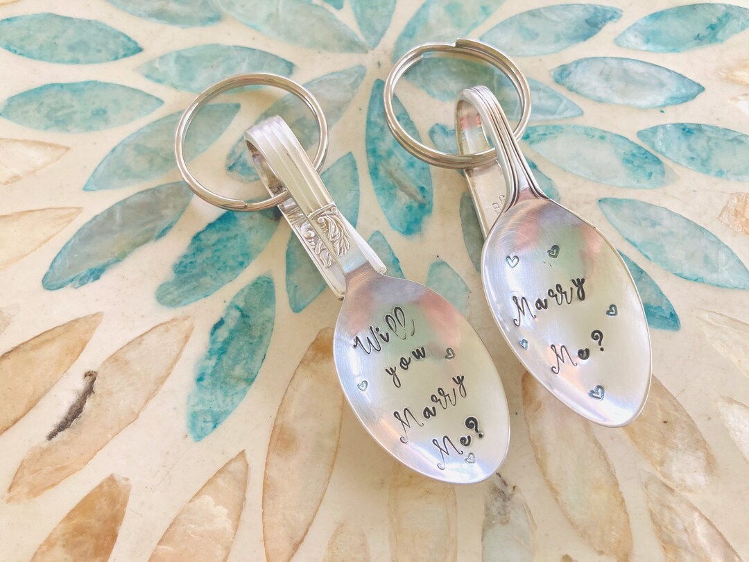 Hand Stamped Spoon Keyring: 'will You Marry Me?' Proposal Gift - Etsy