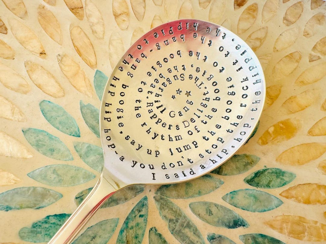 Hand Stamped Large Spoon - I Said a Hip, Hop..., Rappers Delight ...