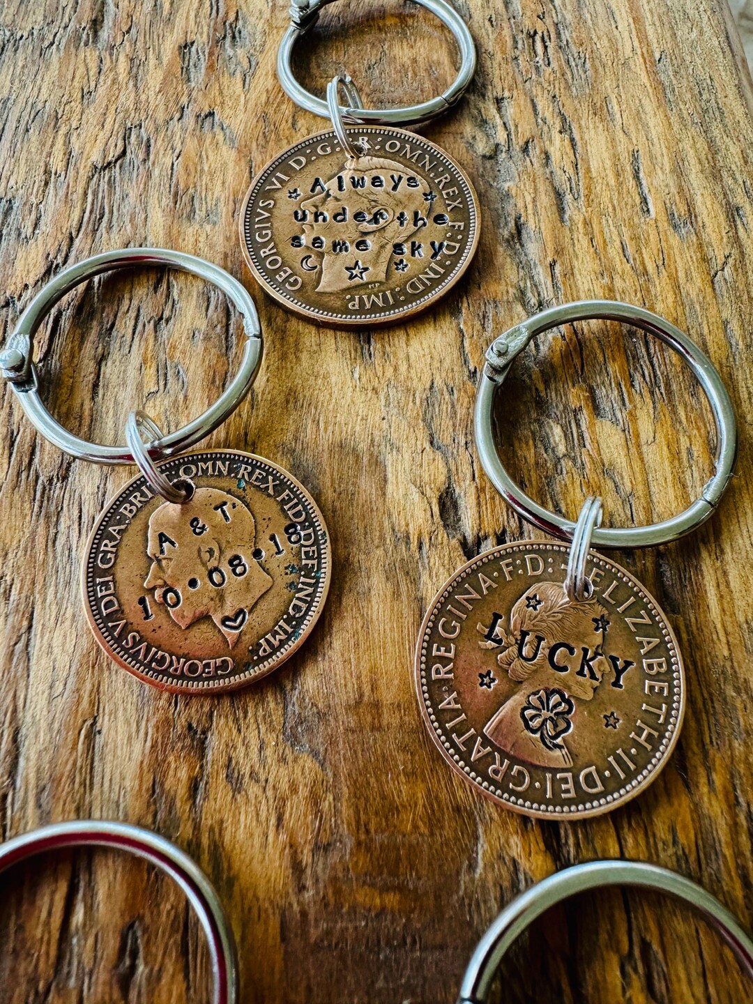 Hand Stamped Vintage Half Penny Keyring – Personalized Lucky Gift - Etsy