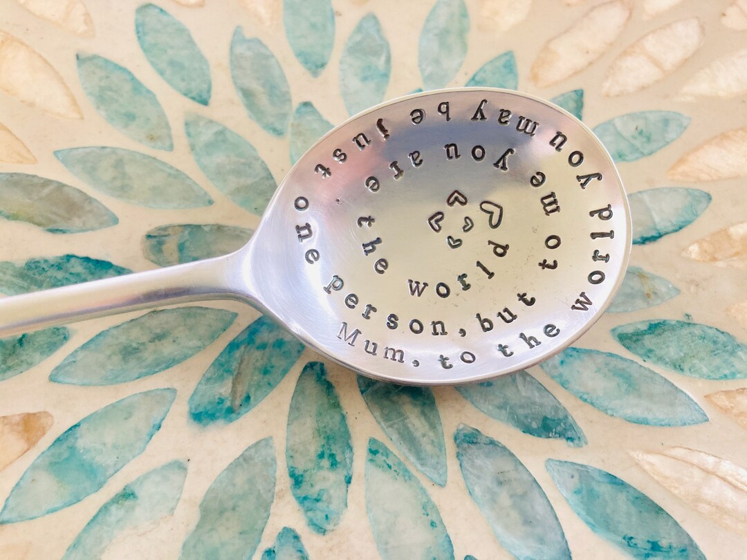 Vintage Stamped Spoon Mum, to the World..., Hand Stamped, Ready to Ship ...
