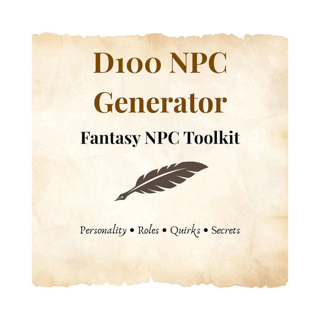 D100 Fantasy NPC Generator | Dnd Dungeon Master Tool | Printable PDF ...