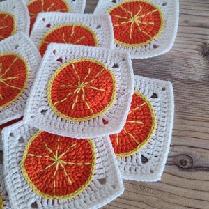 12-piece Orange Slice Crochet Granny Squares – Handmade Cotton Yarn ...