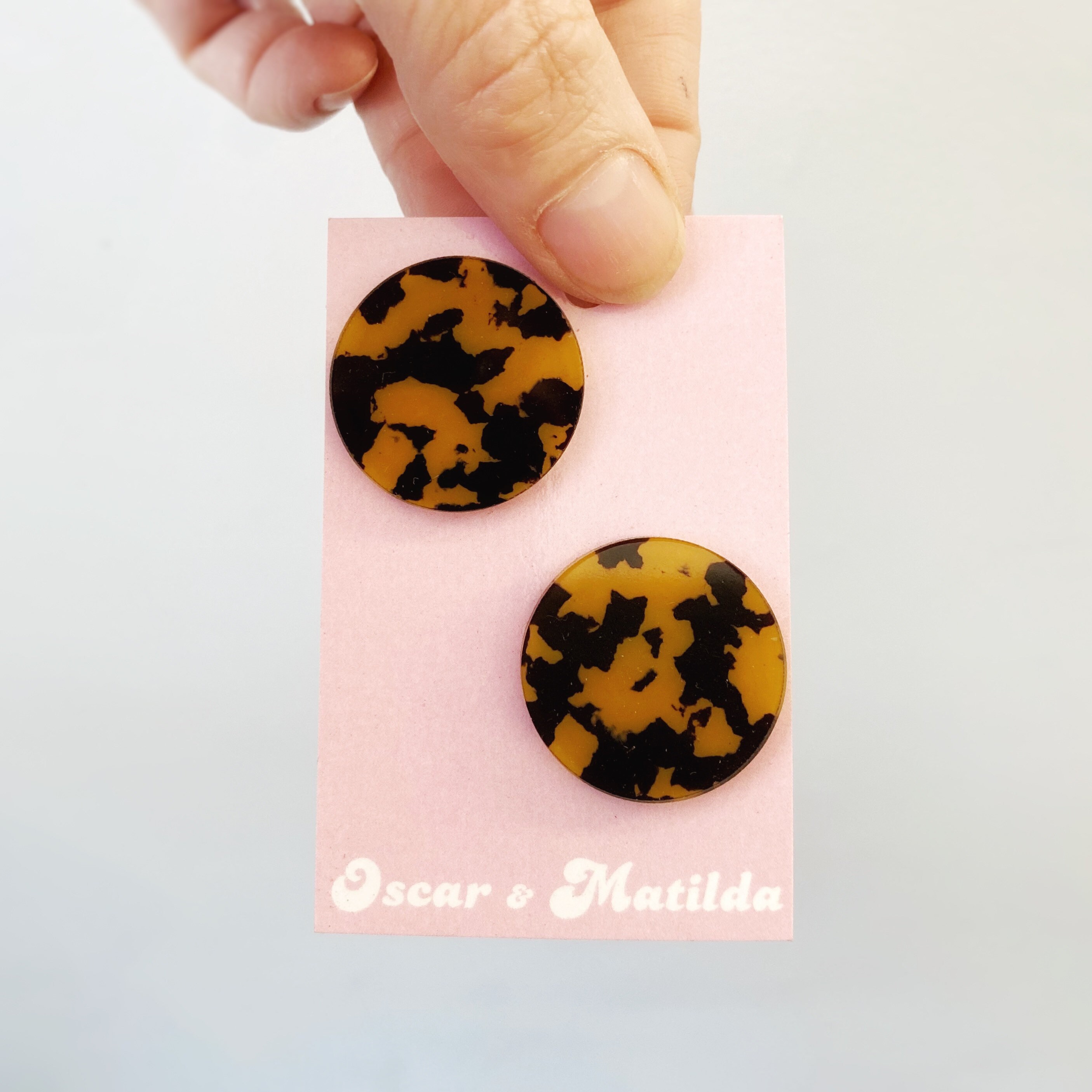 Round Leopard Print Studs Earrings Acrylic Round Animal Print - Etsy España