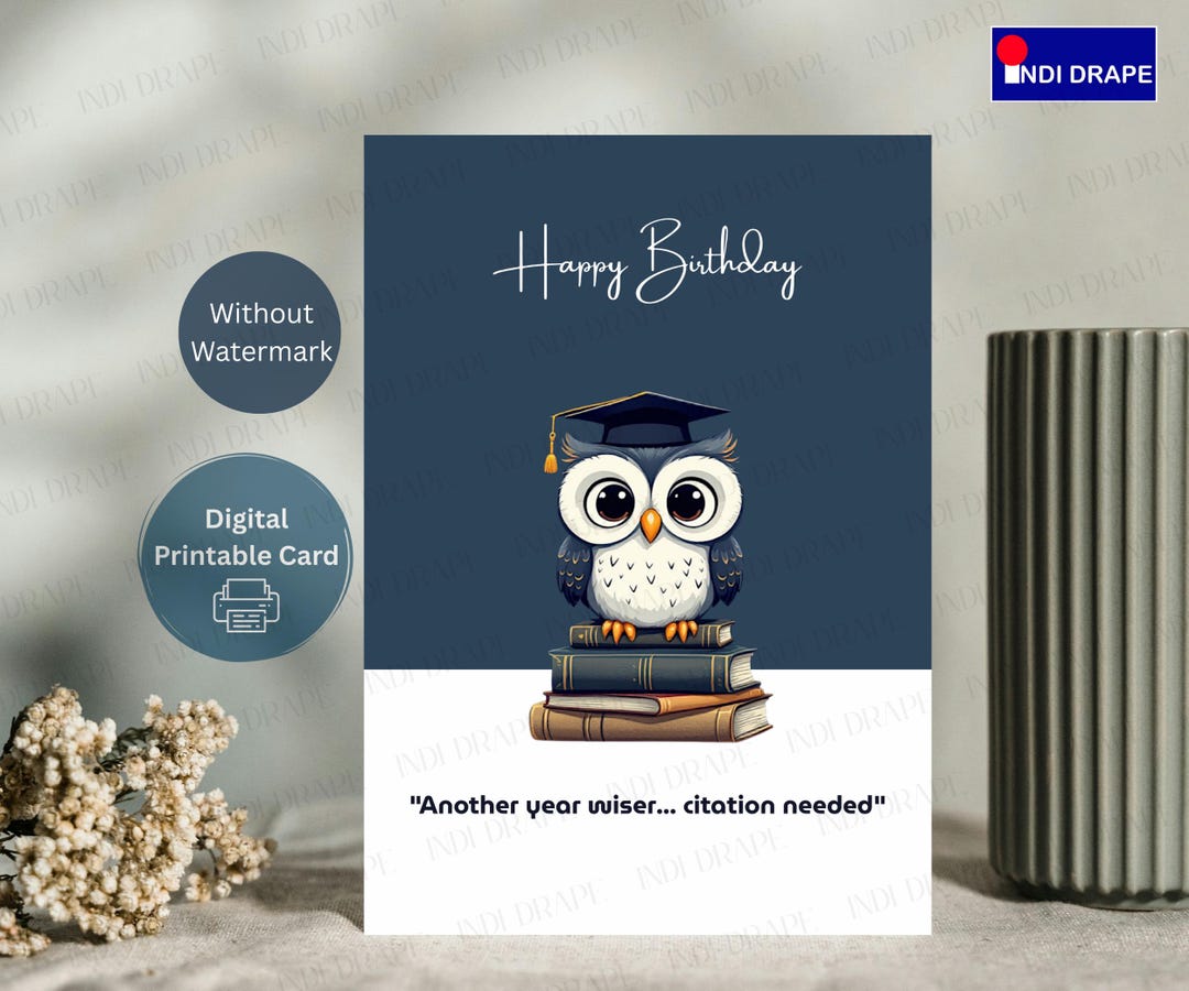 Funny Birthday Card for Brainy Friends | Witty Owl Printable Playful ...