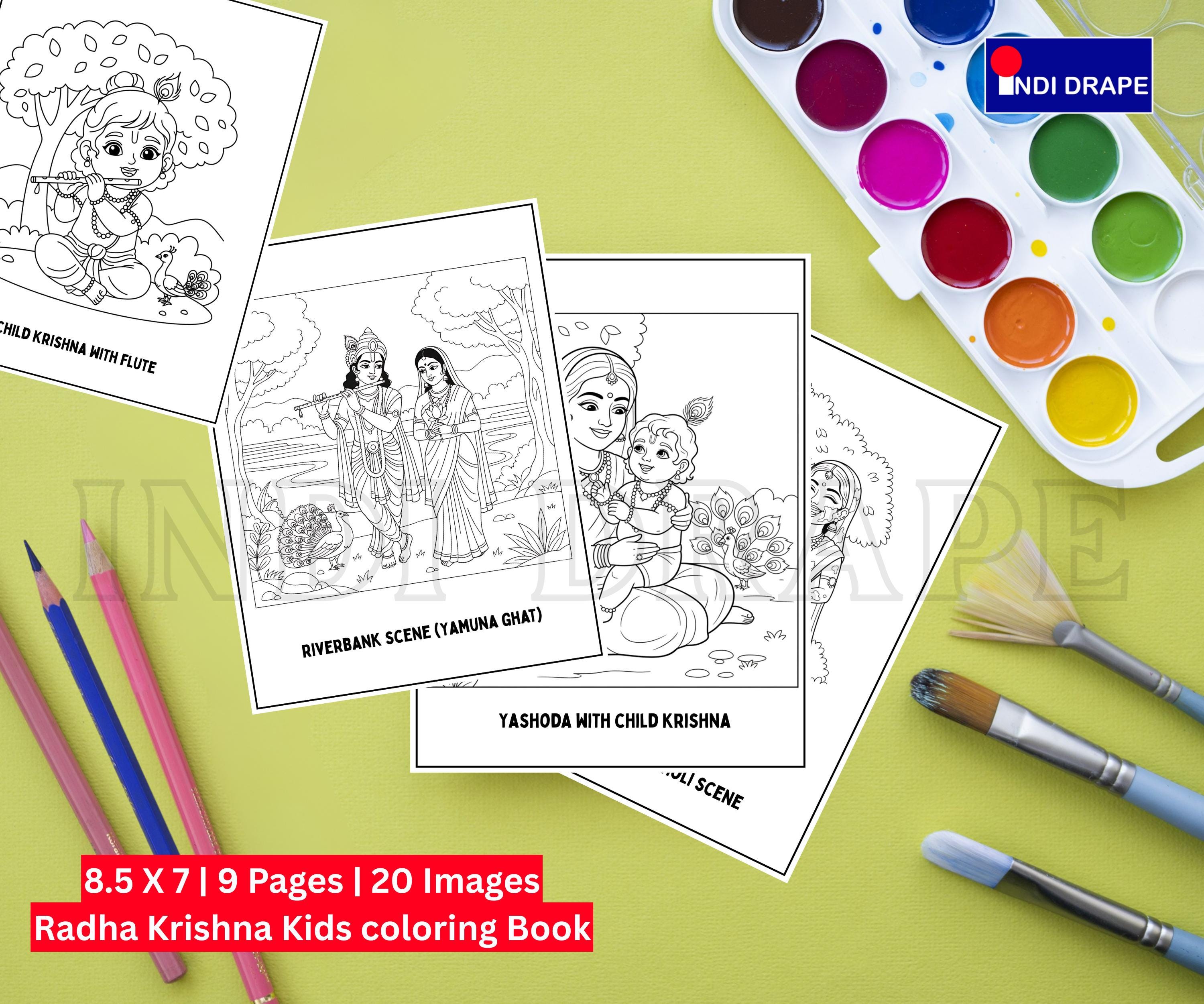 Radha Krishna Coloring Book for Kids | Hindu Festival Printable Pages ...