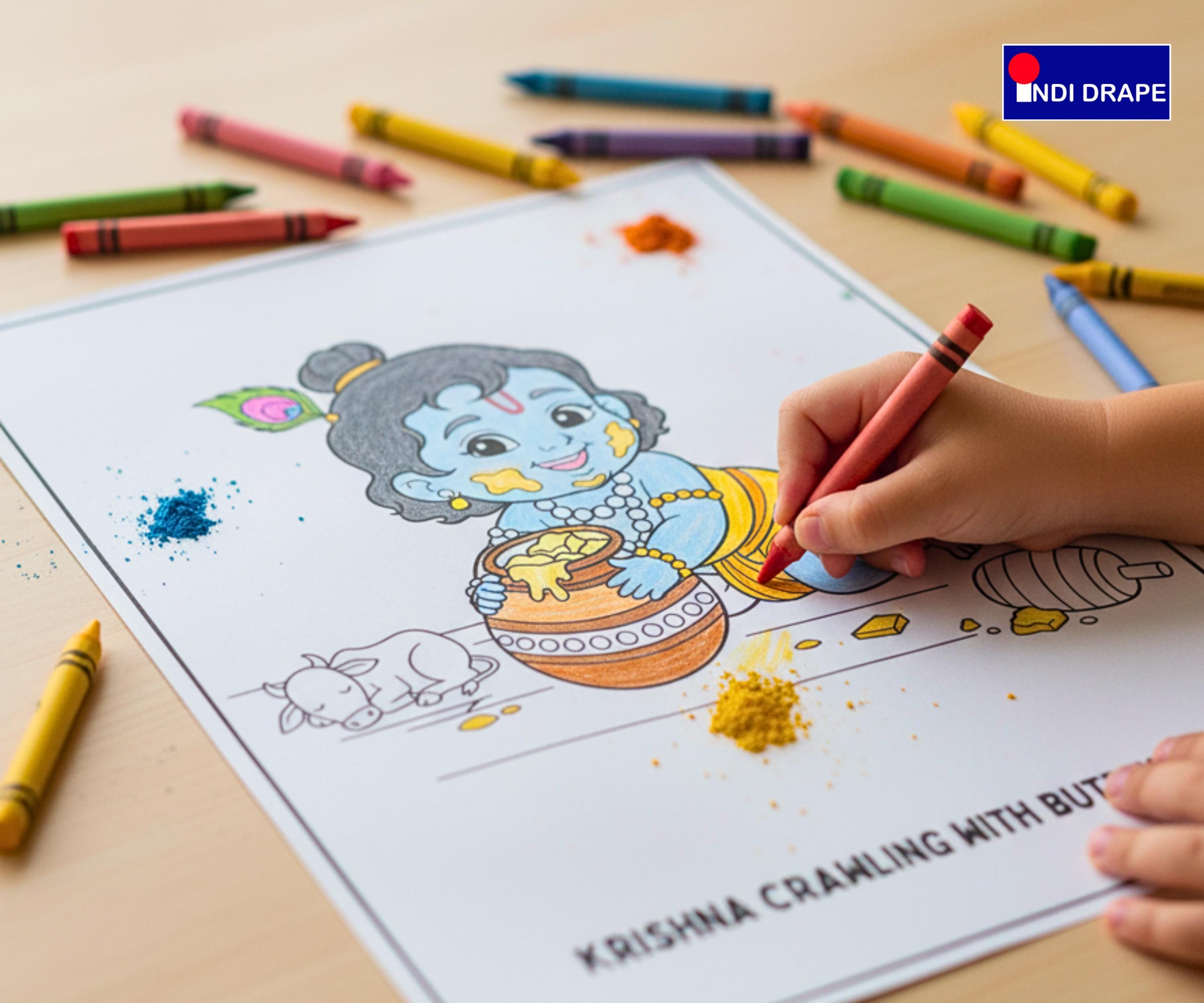 Radha Krishna Coloring Book for Kids | Hindu Festival Printable Pages ...