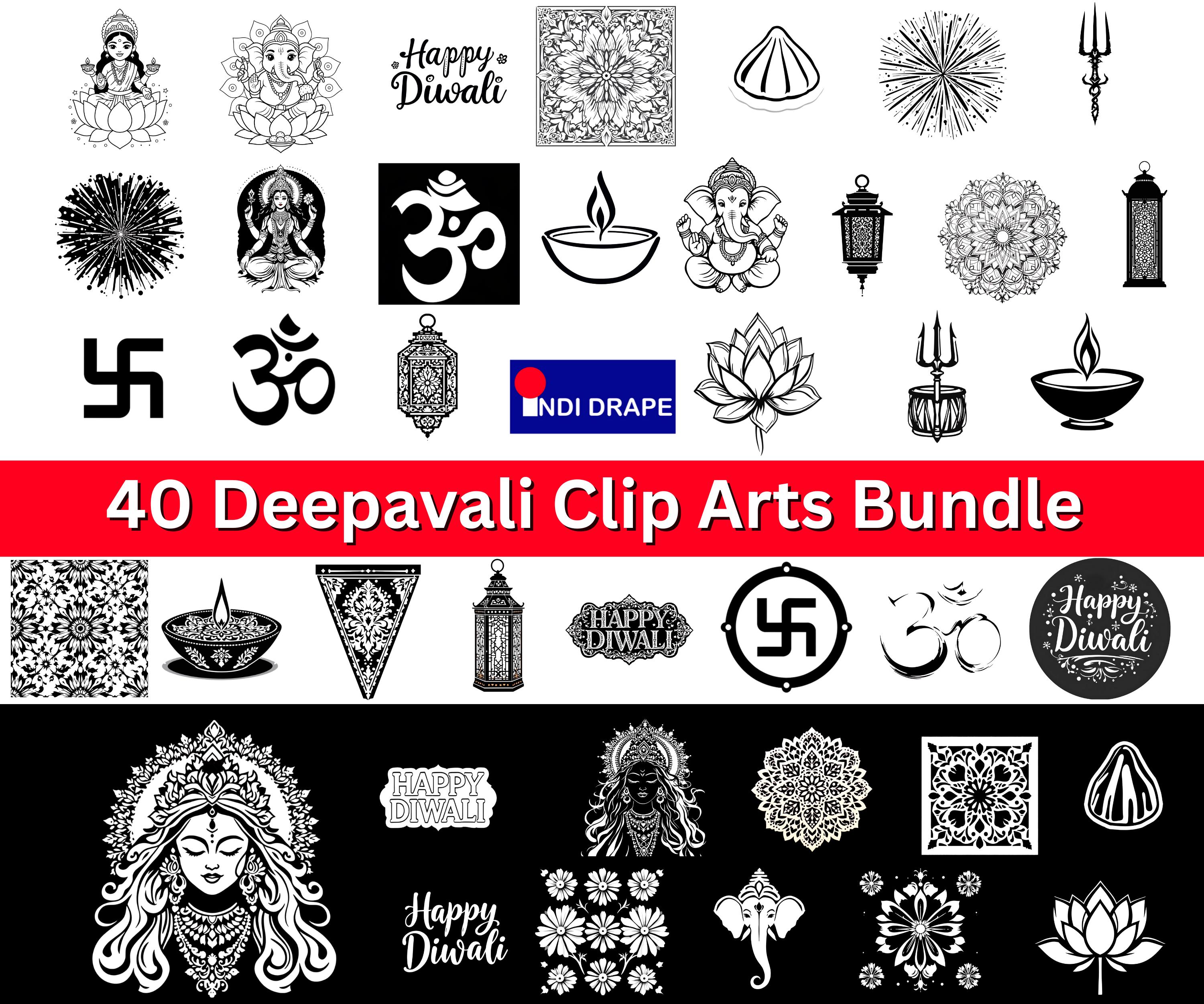 40 Diwali Clipart Bundle PNG | Deepavali SVG Cut Files | Festival Decor ...