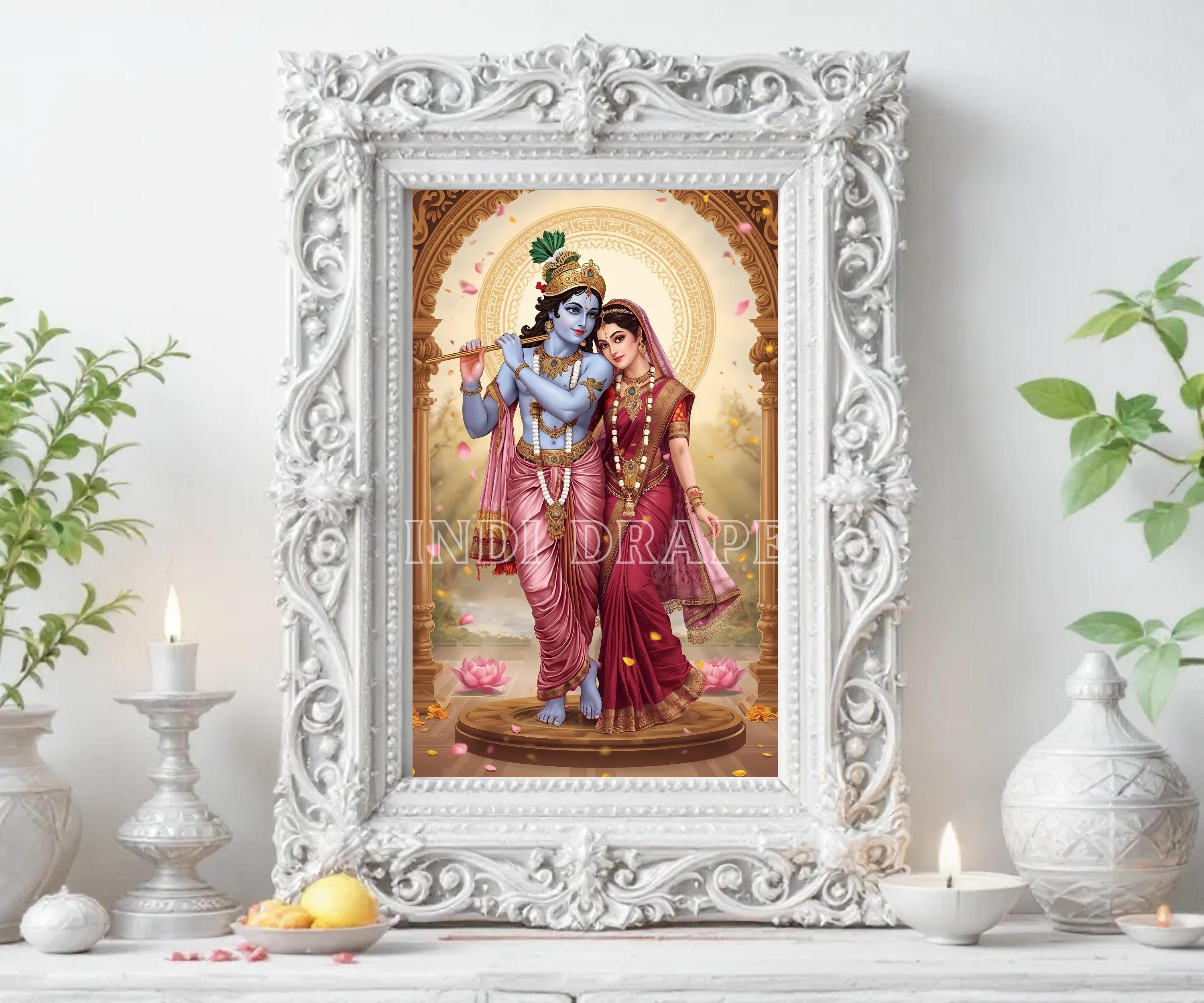 Radha Krishna Wall Art | Printable Hindu Devotional Poster | Spiritual ...