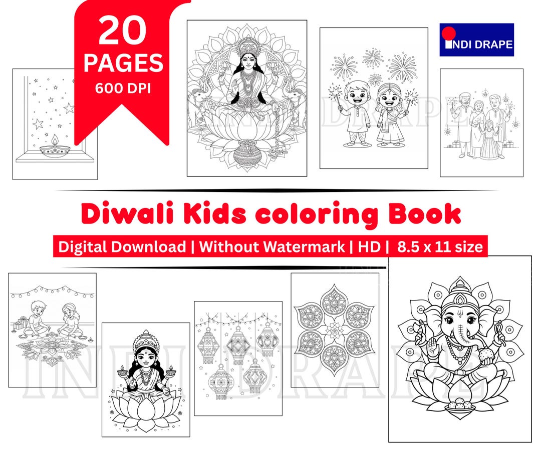 Diwali Kids Coloring Book | Laxmi Ganesh Activity Pages | Children ...