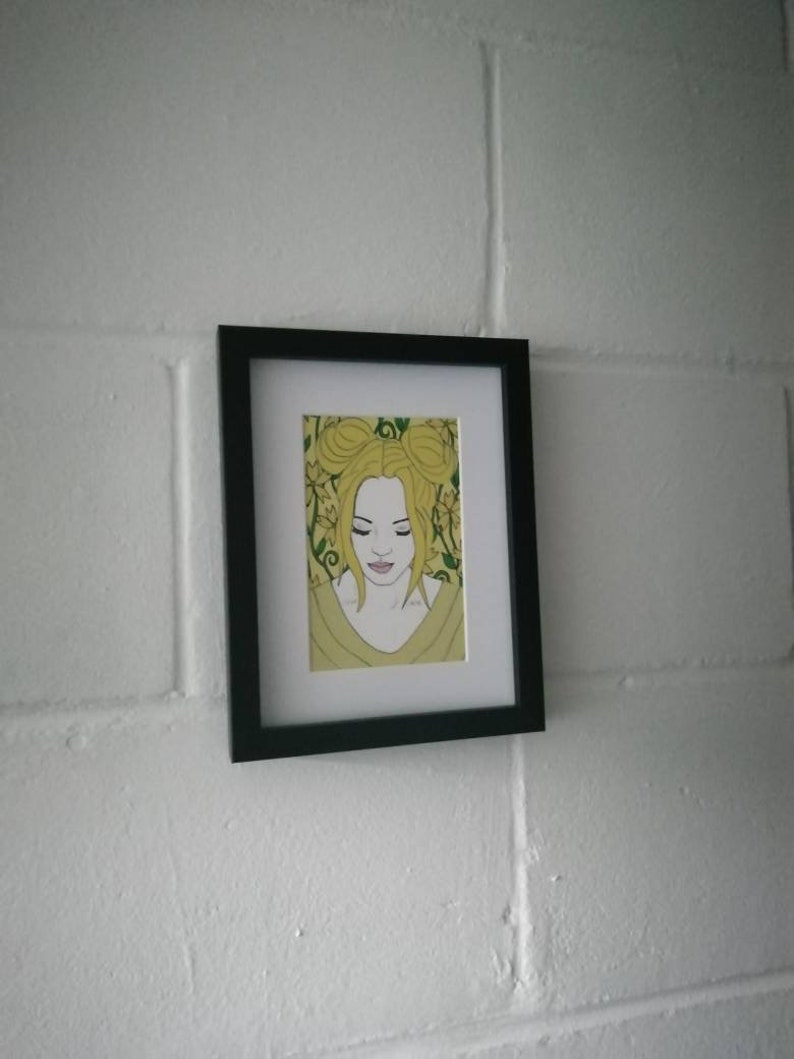 The Yellow Lady Illustration digitally coloured ink drawing | Etsy