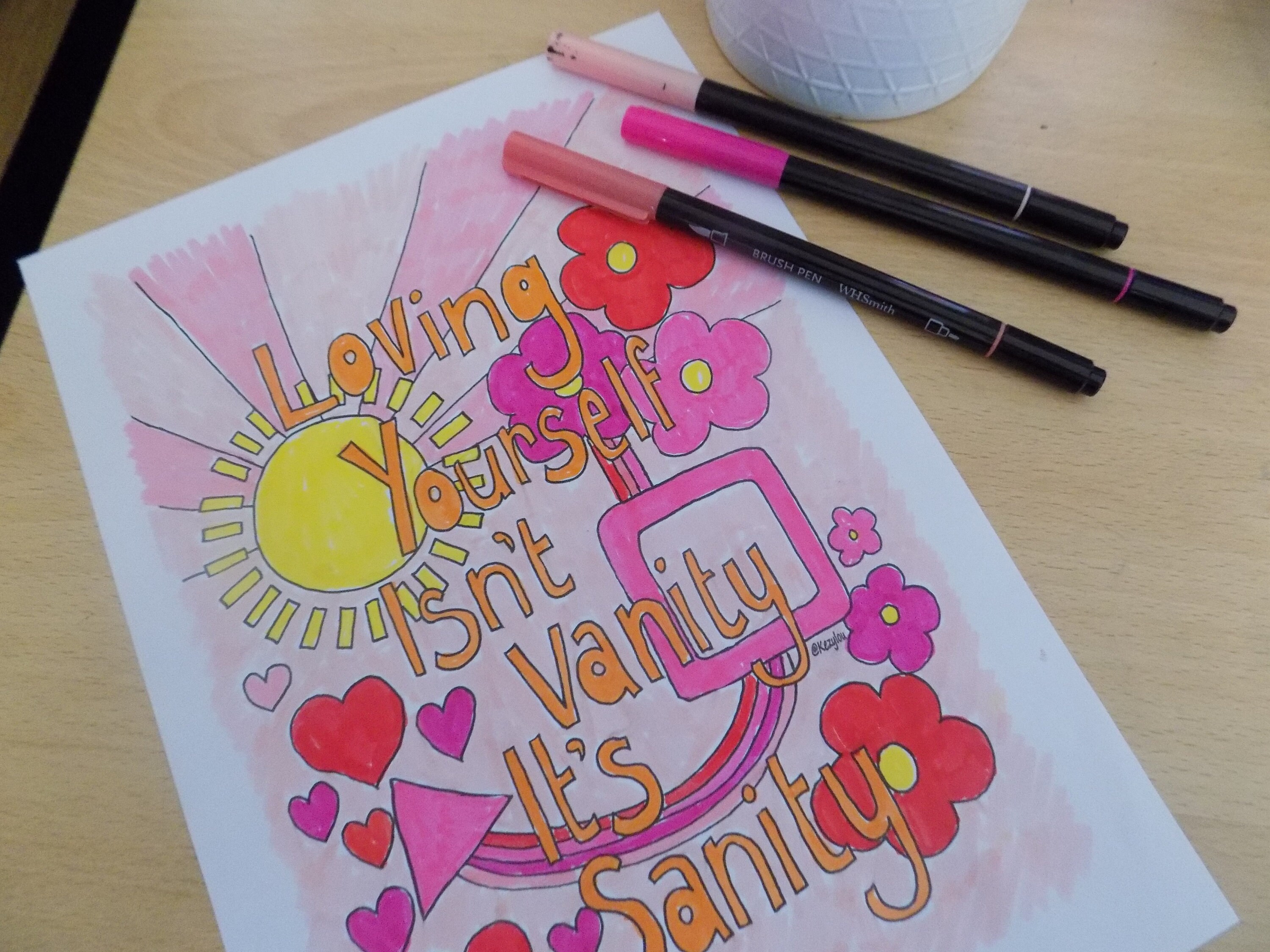 Positive Quote Colouring Page, Printable Colouring Page, loving ...