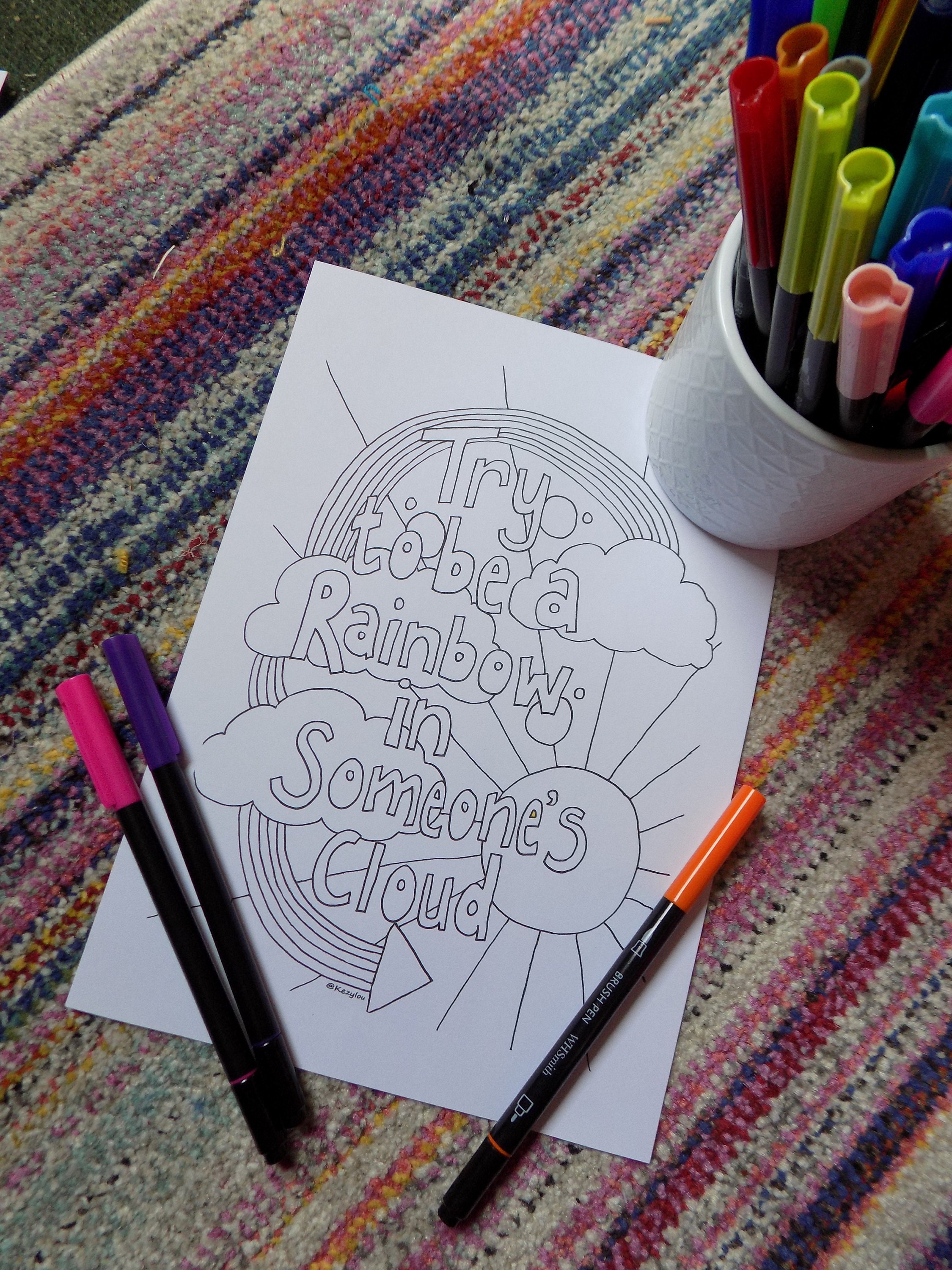 Positive Quote Colouring Page, Printable Colouring Page, try to Be A ...