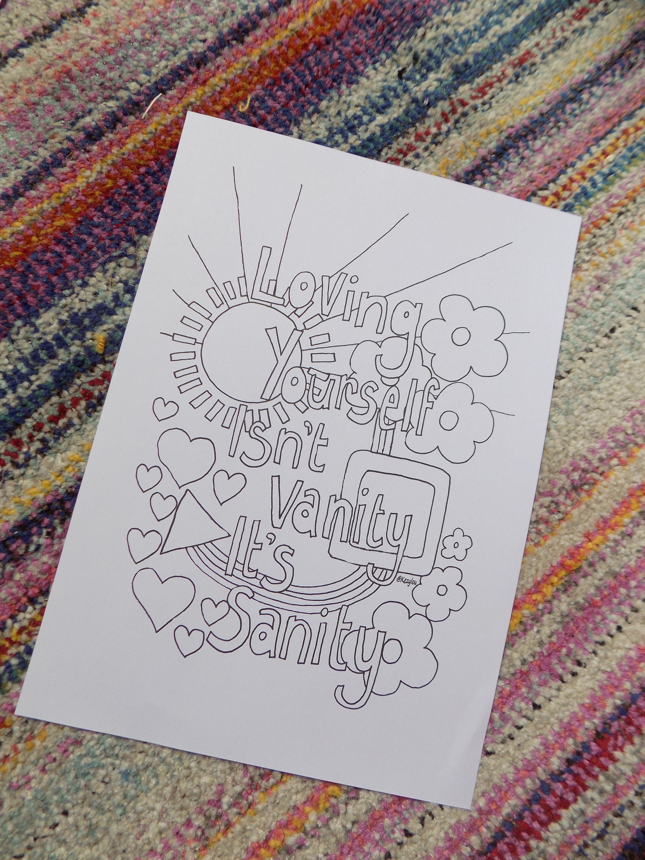 Positive Quote Colouring Page, Printable Colouring Page, loving ...