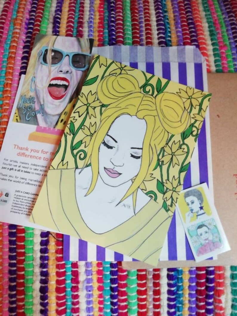 The Yellow Lady Illustration digitally coloured ink drawing | Etsy