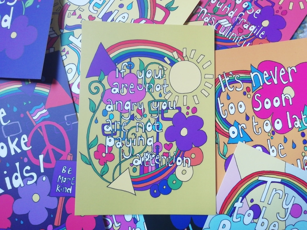 Pay Attention, Positive Quote Illustration, Digitally Coloured Ink ...