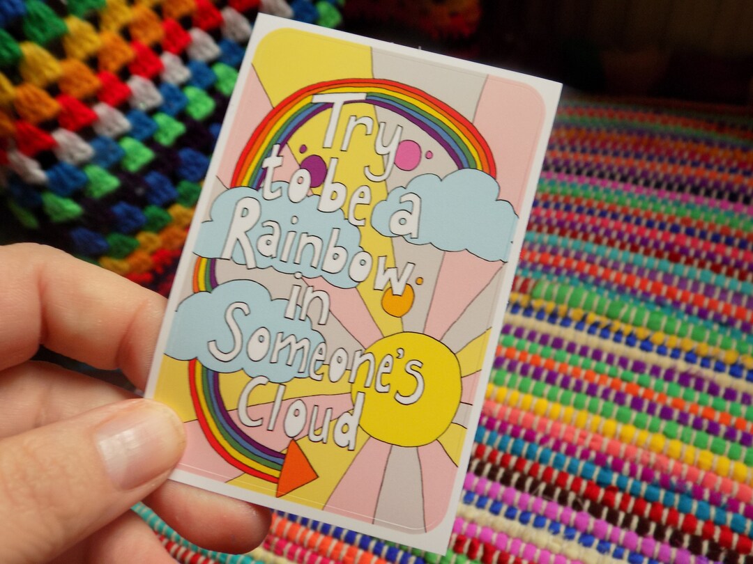 Be A Rainbow Sticker, Positive Quote Illustrated Sticker - Etsy