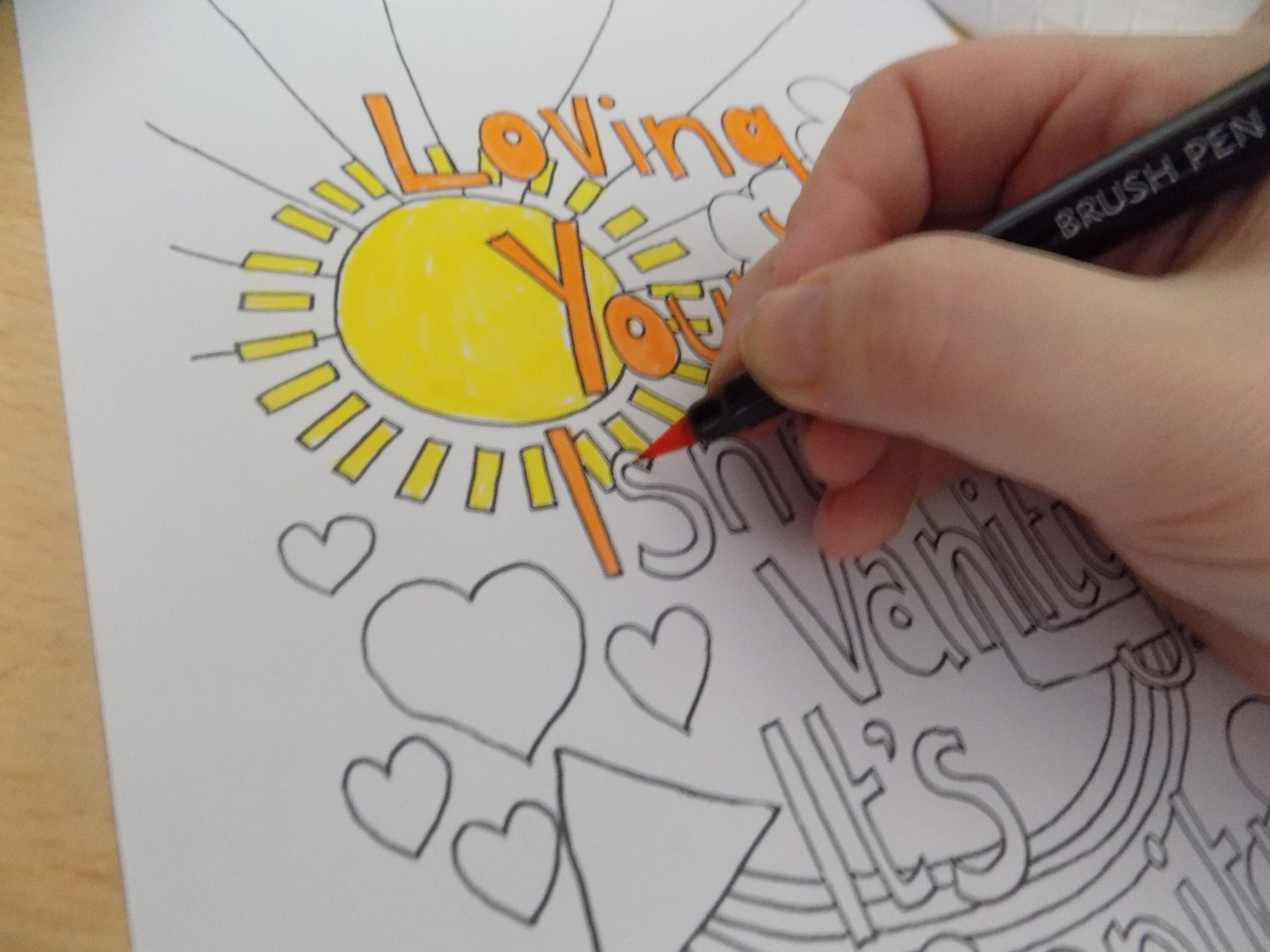 Positive Quote Colouring Page, Printable Colouring Page, loving ...