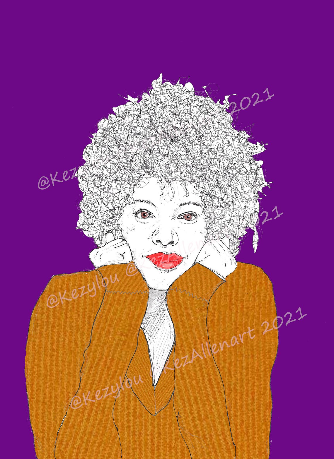 Eloise, Woman Portrait, Illustration, Digitally Collaged Ink Drawing ...