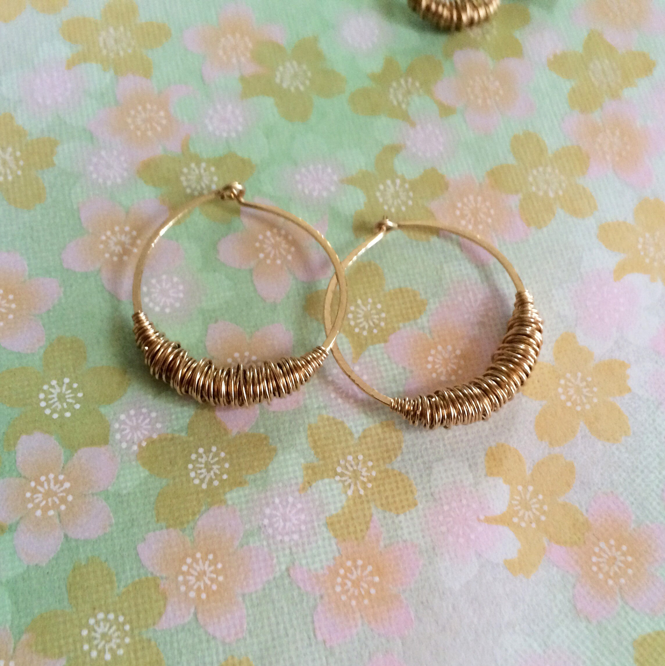 Gold Hammered Hoops 14k Gold Filled Hoop Earrings Texture Hoops Sleeper ...