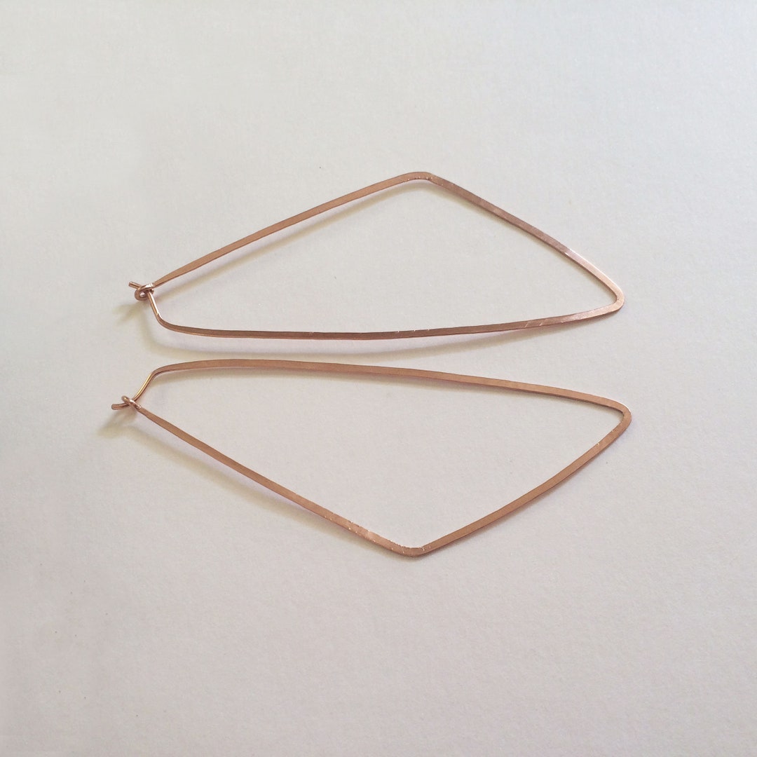 Long Gold Triangle Hoop Earrings Geometric Hoops Gold Statement ...