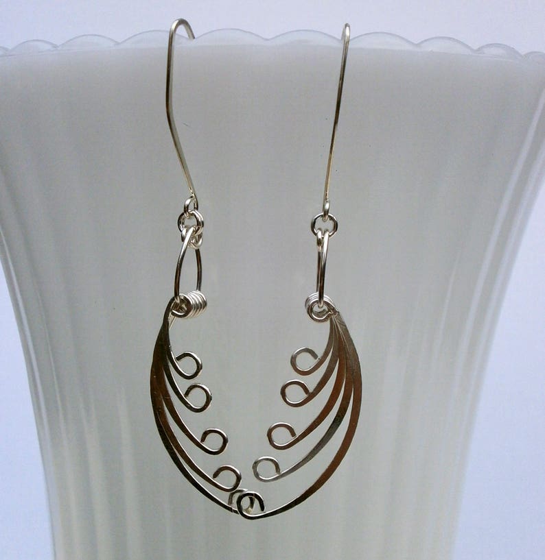 Hammered Silver Loop Earrings Long Sterling Silver Statement - Etsy