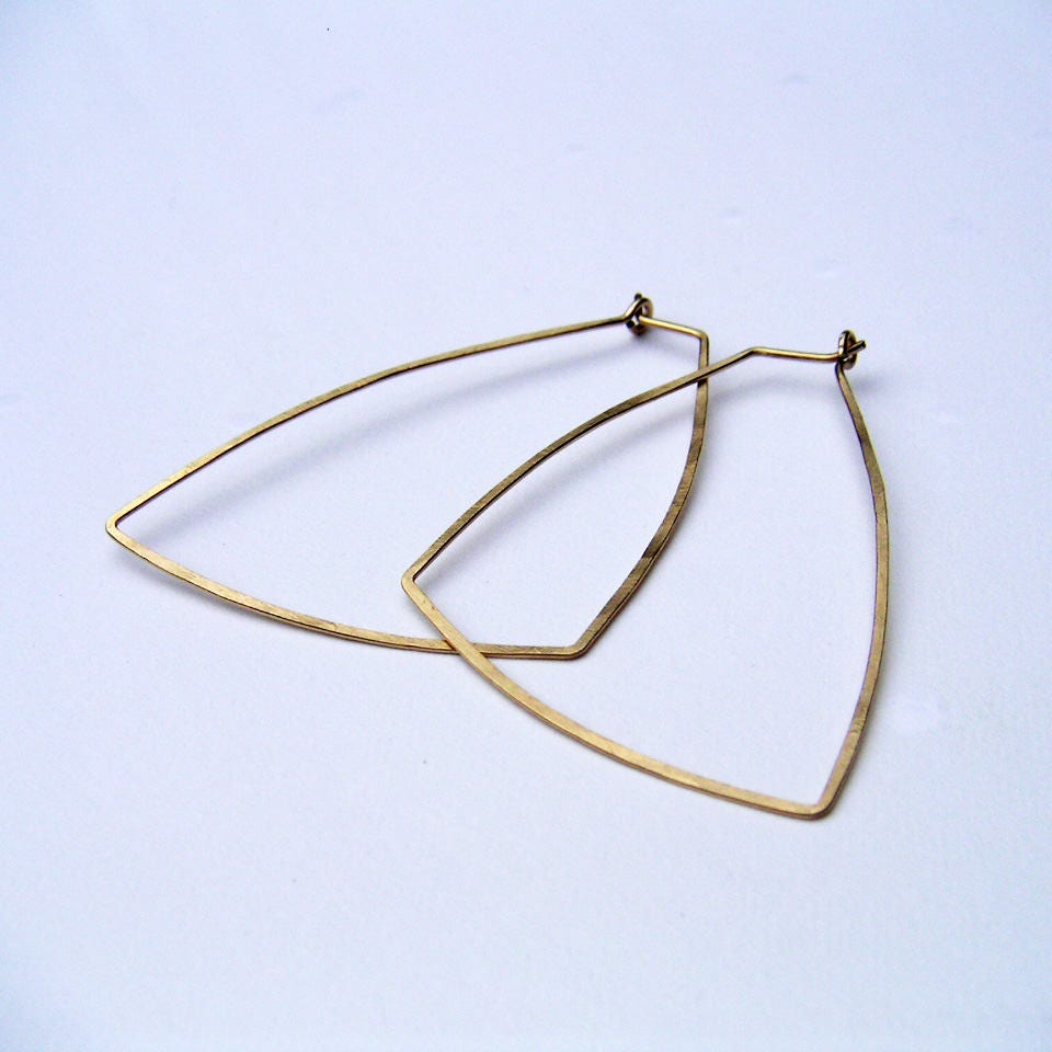 Sterling Silver Triangle Hoops Triangle Earrings Geometric - Etsy
