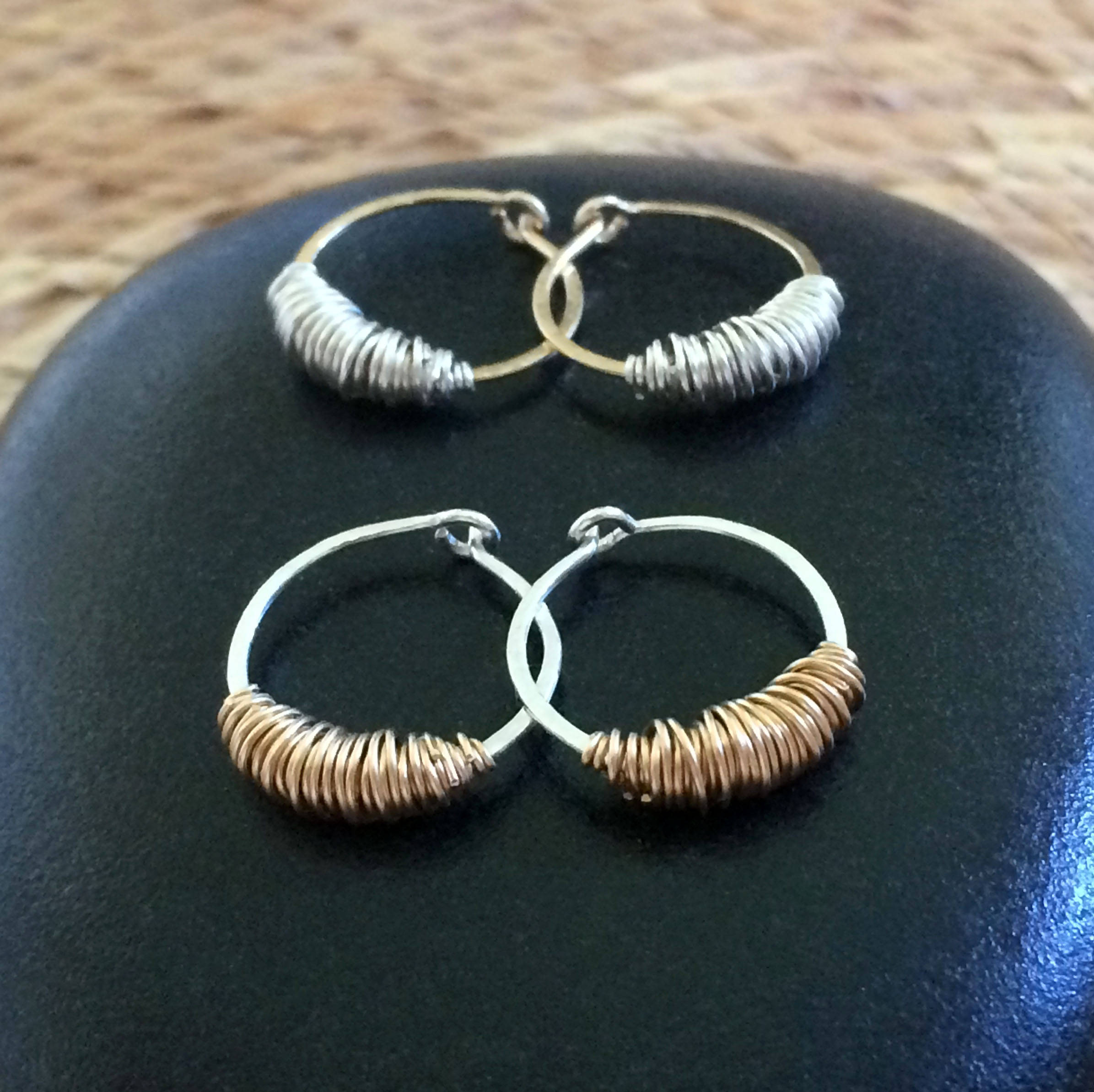 Gold Hammered Hoops 14k Gold Filled Hoop Earrings Texture Hoops Sleeper ...