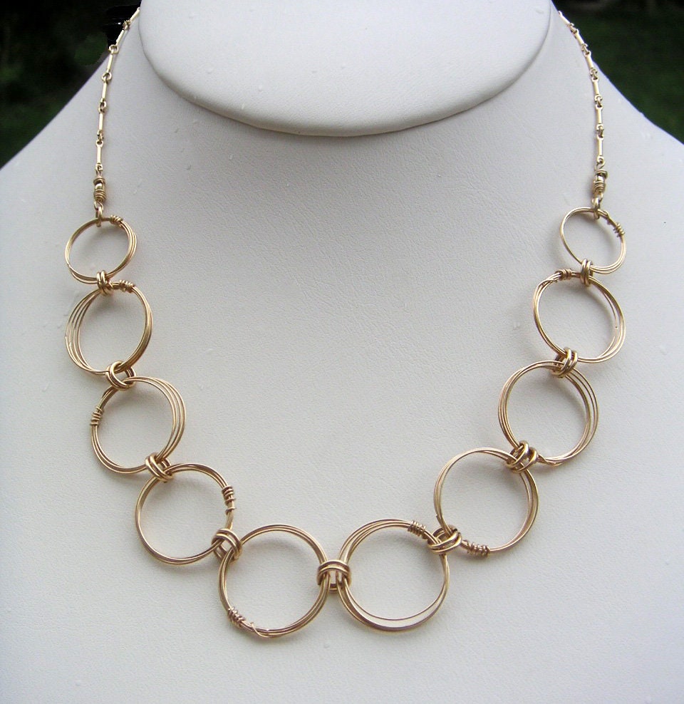 Gold Open Circles Necklace Gold Rings Necklace Large Link Chain ...
