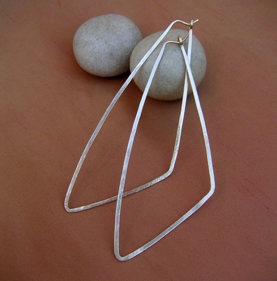 Long Gold Triangle Hoop Earrings Geometric Hoops Gold Statement ...