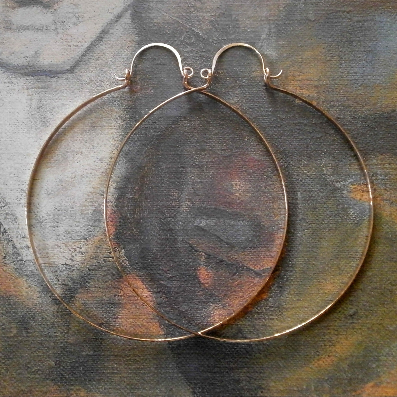 Big Rose Gold Hoops 3 14k Rose Gold Fill Hinged Hoops Large Hammered ...