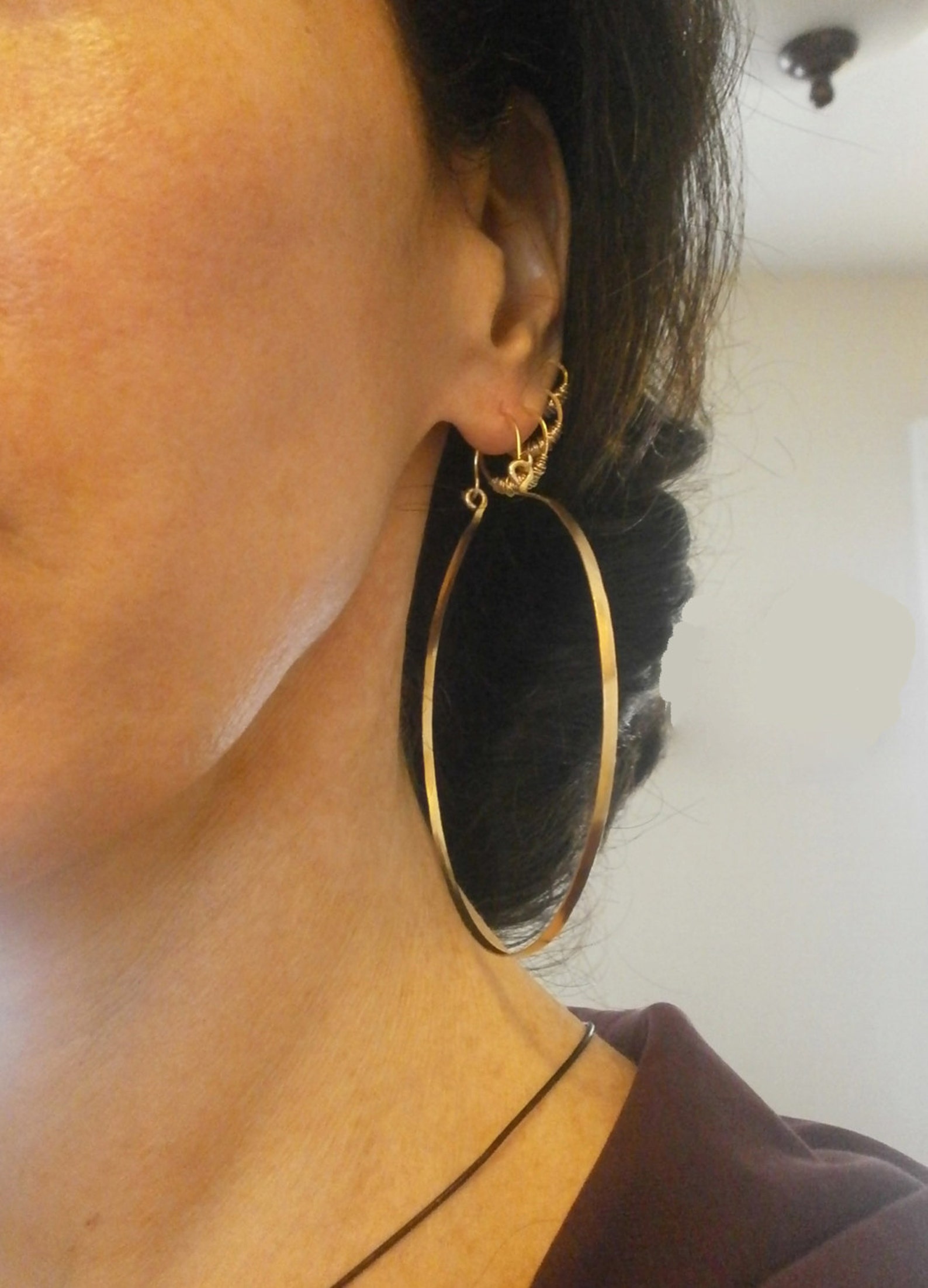 Big Rose Gold Hoops 3 14k Rose Gold Fill Hinged Hoops Large Hammered ...