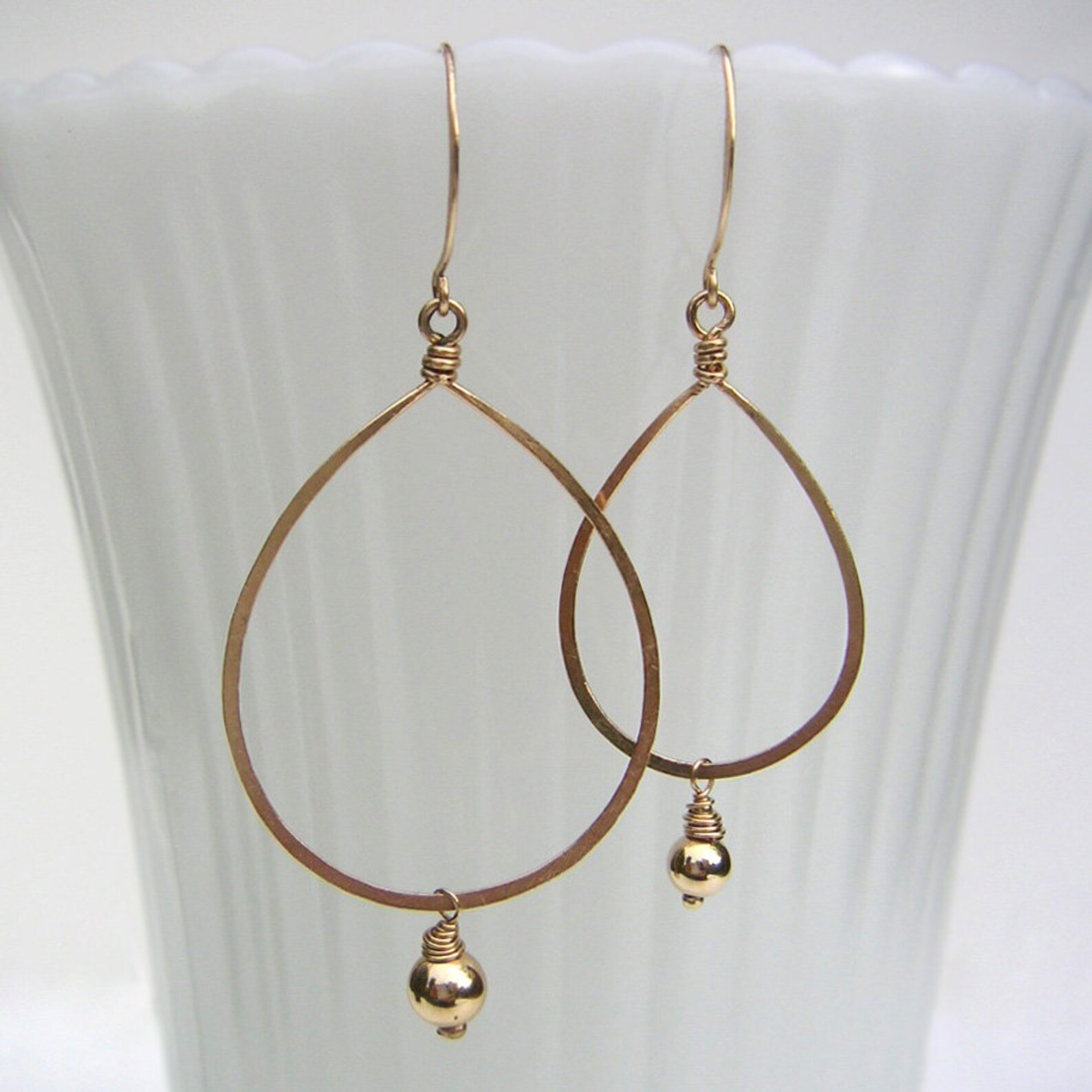 Sterling Silver Teardrop Hoops Teardrop Earrings Long Beaded - Etsy