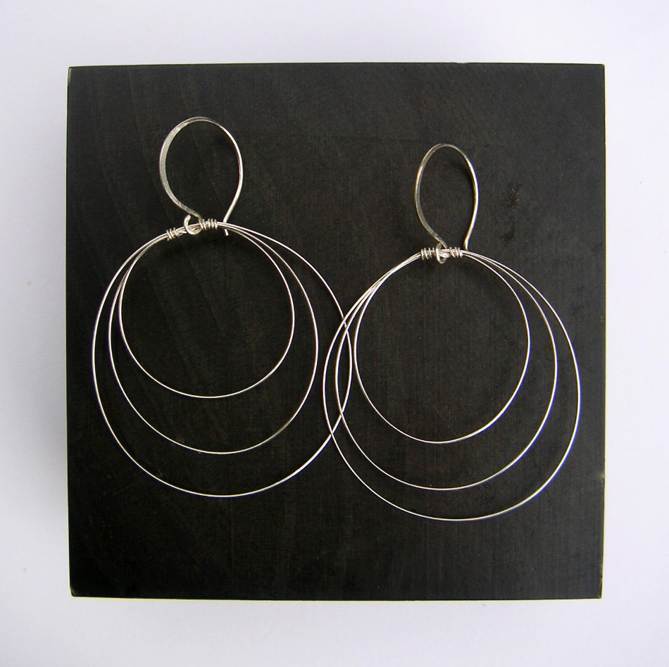Silver Open Circle Earrings Silver Hoop Earrings Simple Silver Hoop ...