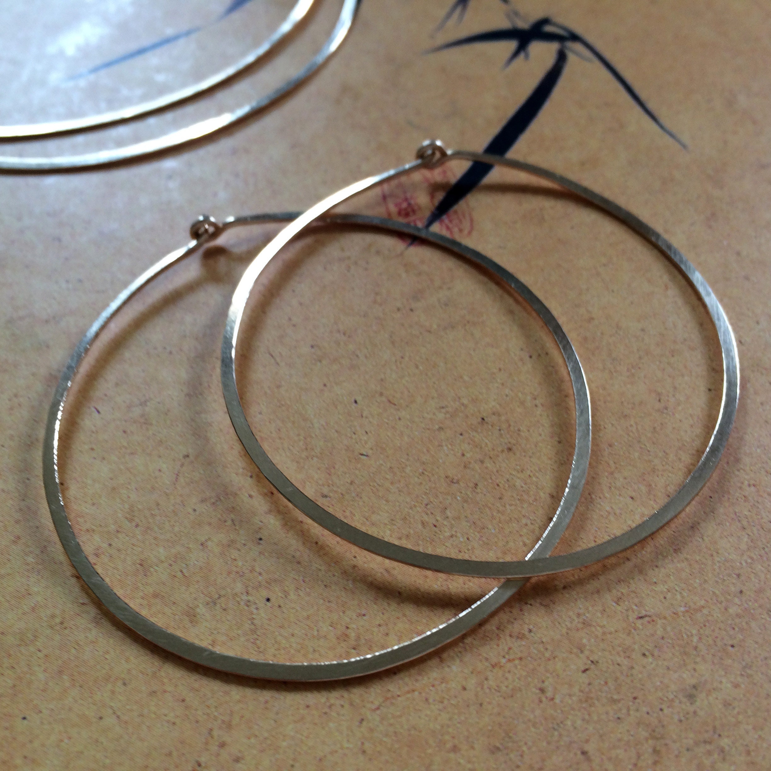 Artisan Hammered Gold Hoops Big Gold Hoops Large 14k Gold Fill Hoops ...