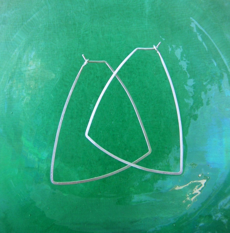 Sterling Silver Triangle Hoops Triangle Earrings Geometric Shape ...