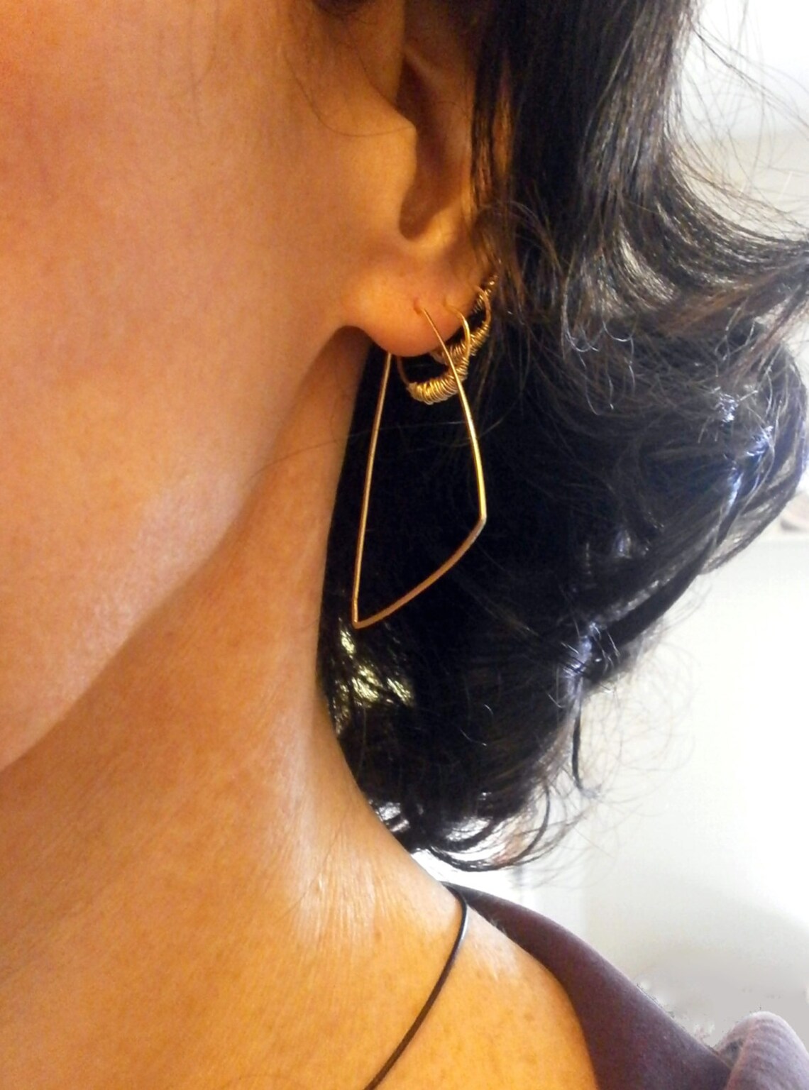 Sterling Silver Triangle Hoops Triangle Earrings Geometric - Etsy